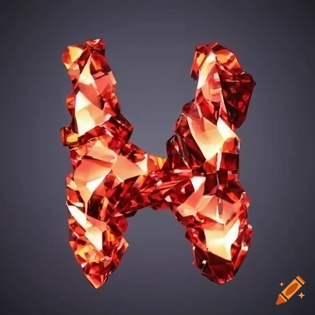 Red crystal and magma letter h on Craiyon