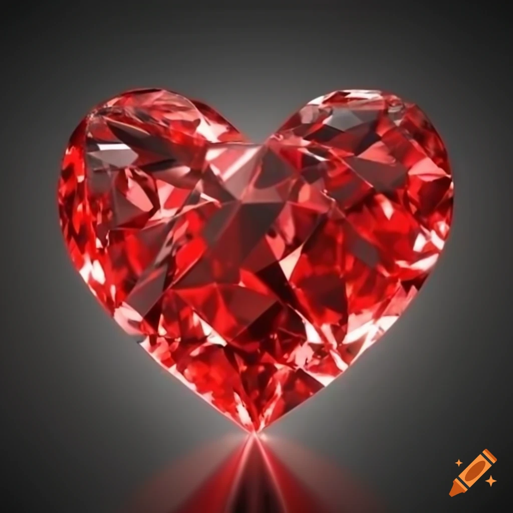 Red diamond heart in 3d on Craiyon