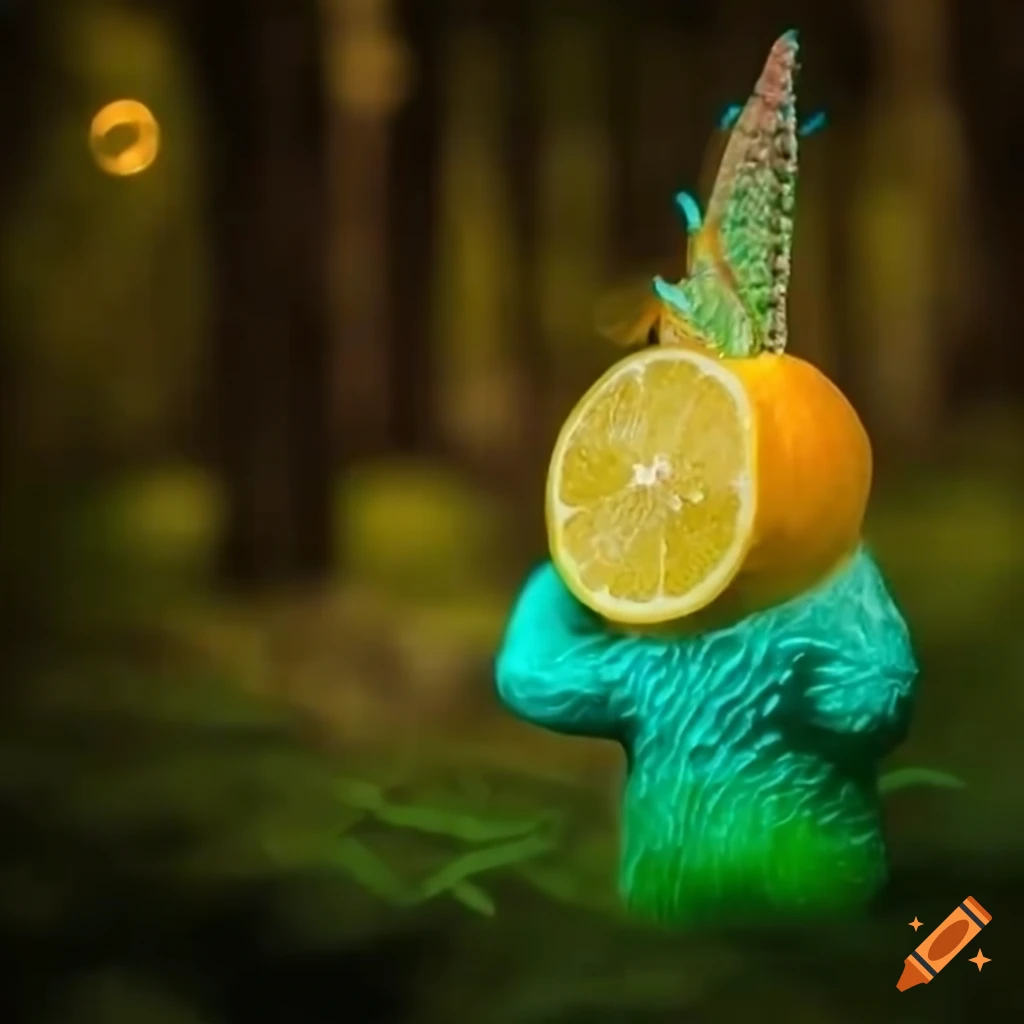 Mythical creatures and mutant omega mart lemon fruit monster in a ...