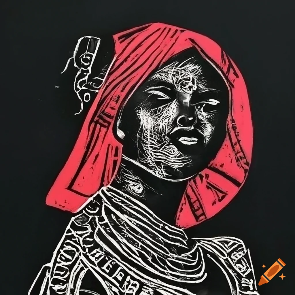 Lino cut print of an african woman on Craiyon