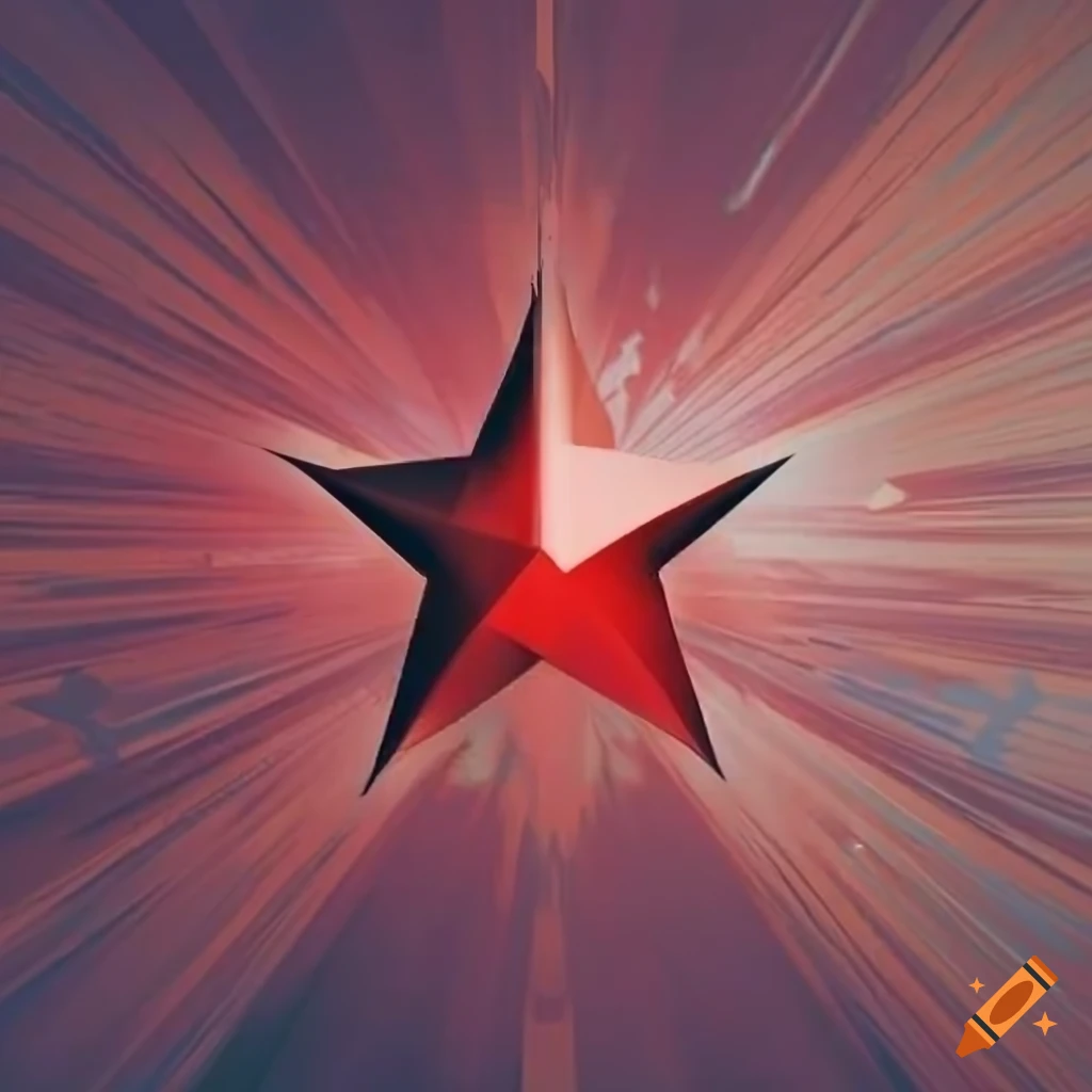 Graphic with a red lone star and background elements on Craiyon