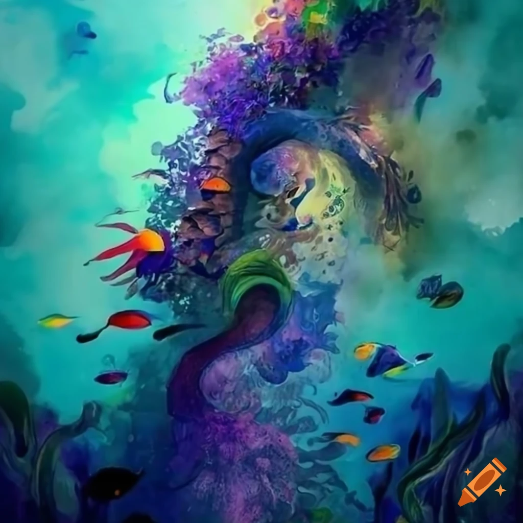 Enchanted underwater realm with vibrant fish and intricate coral on Craiyon