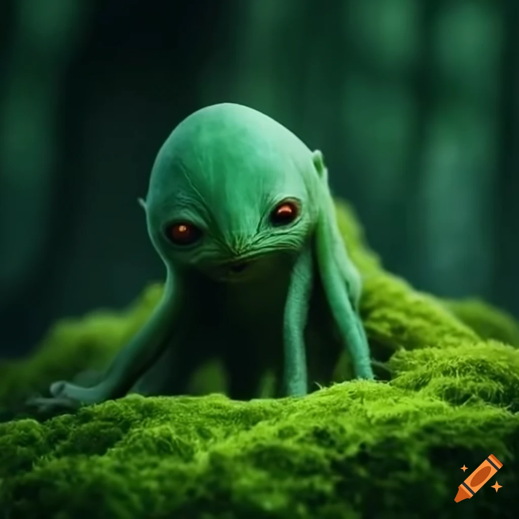 Mysterious creature lurking under the bed moss on Craiyon