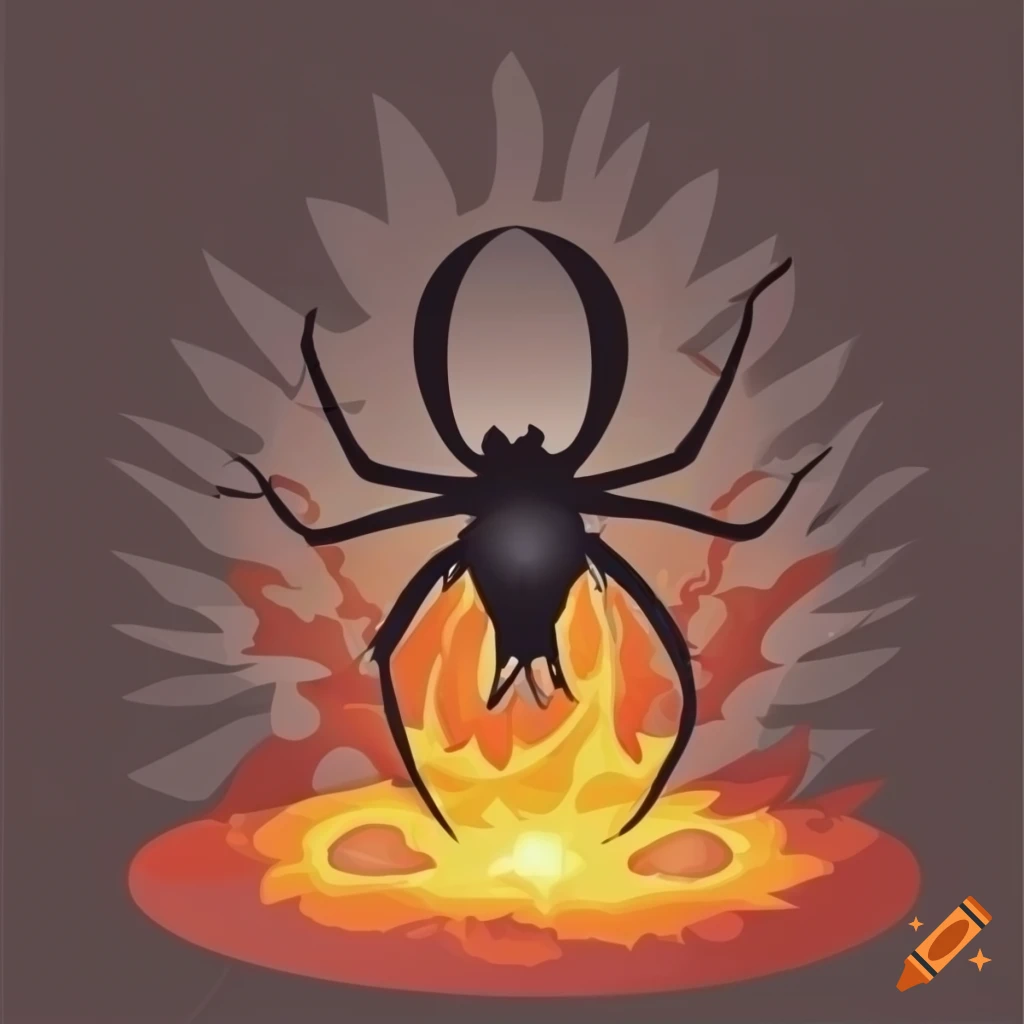 Spider with fire in the background in vector art on Craiyon
