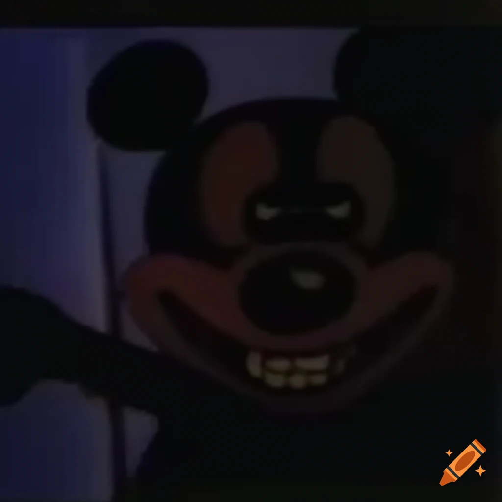 Unsettling mickey mouse in vhs style on Craiyon