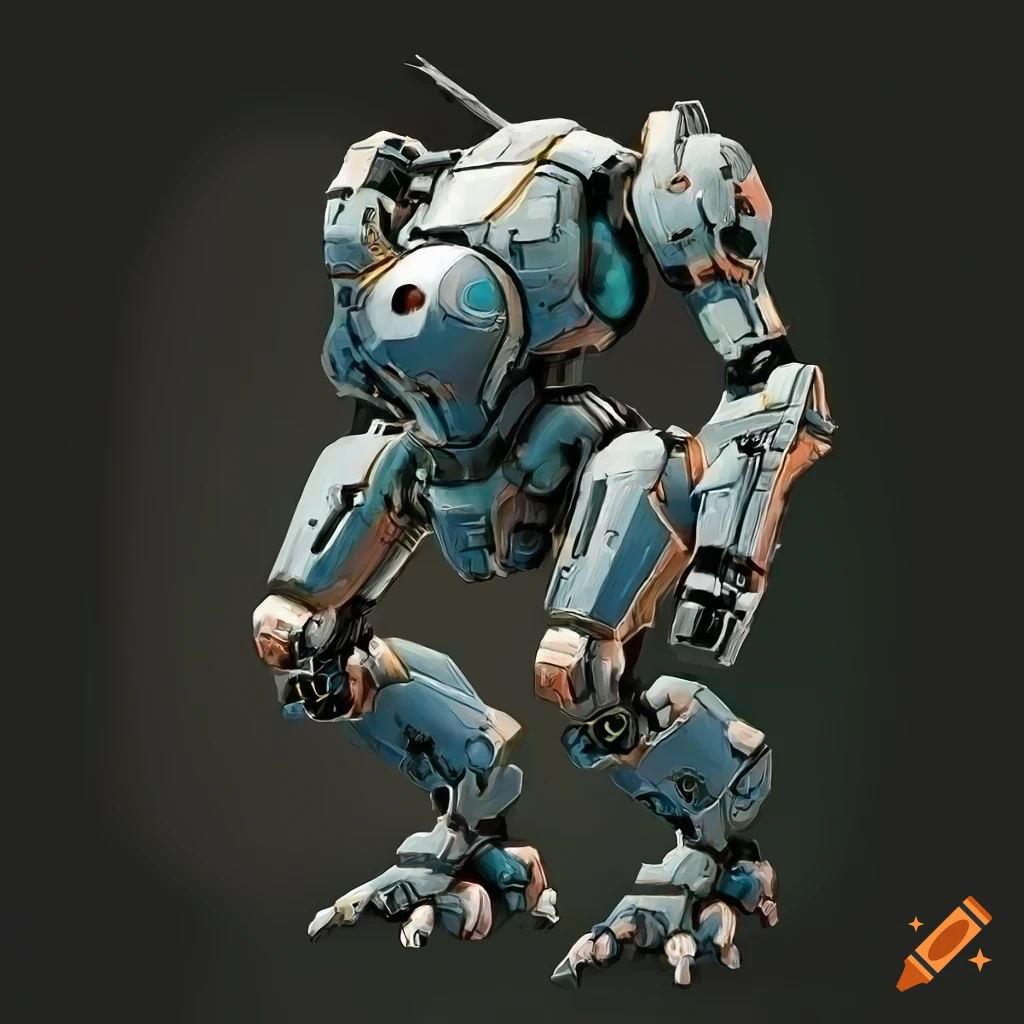 Cel-shaded advanced research design mech with stunning lighting on ...
