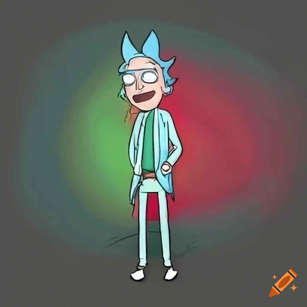 Rick sanchez with the mexican flag in the background on Craiyon