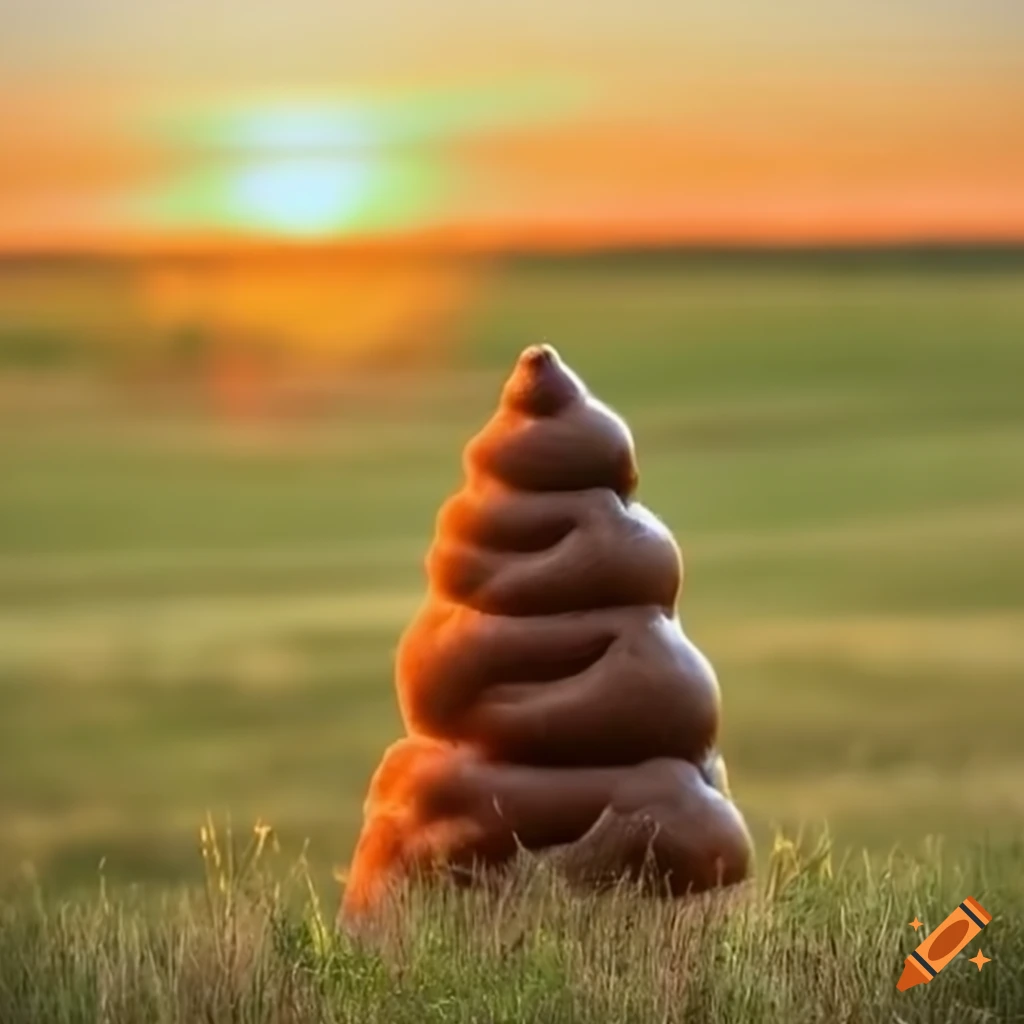 Smiling poop in an open prairie on Craiyon