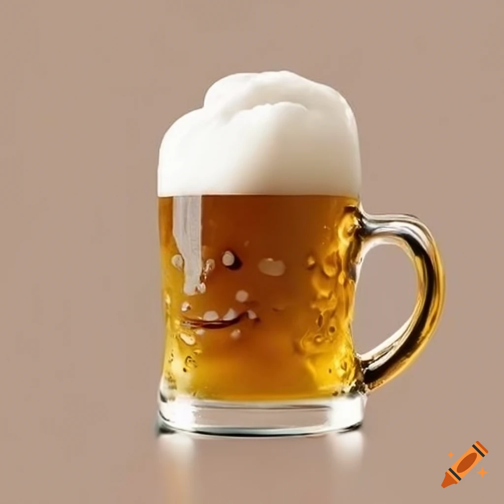 Smiling frothy mug of beer on Craiyon