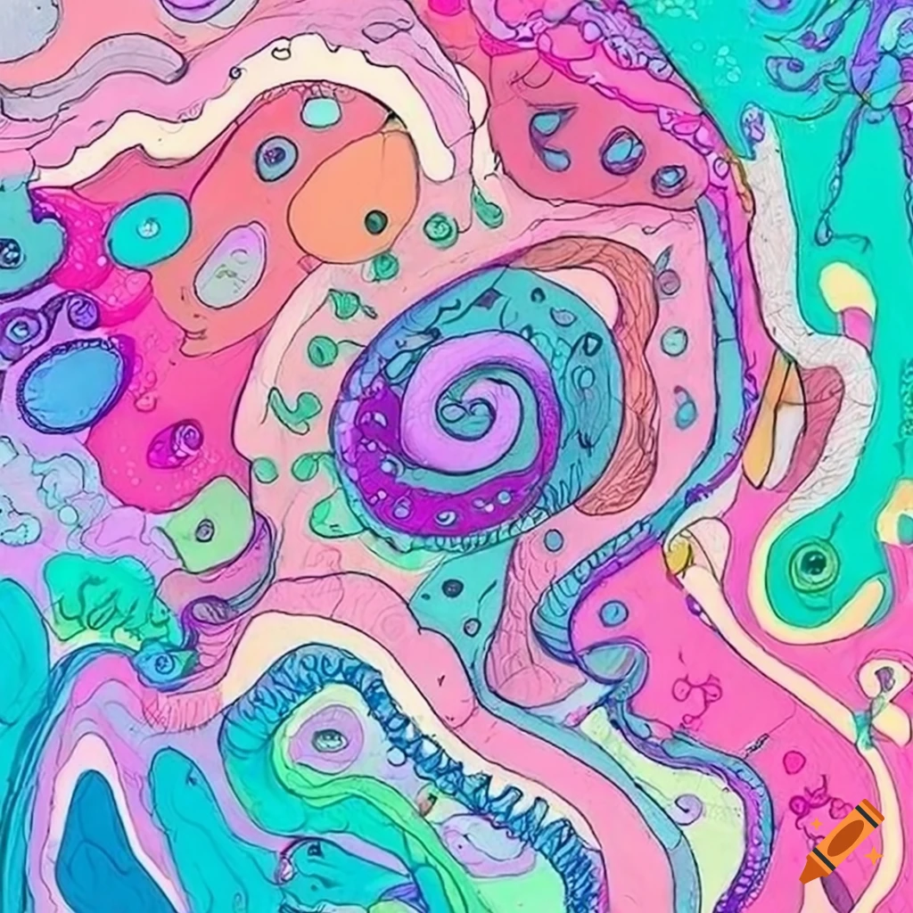Intricate abstract pastel-colored doodle art on Craiyon