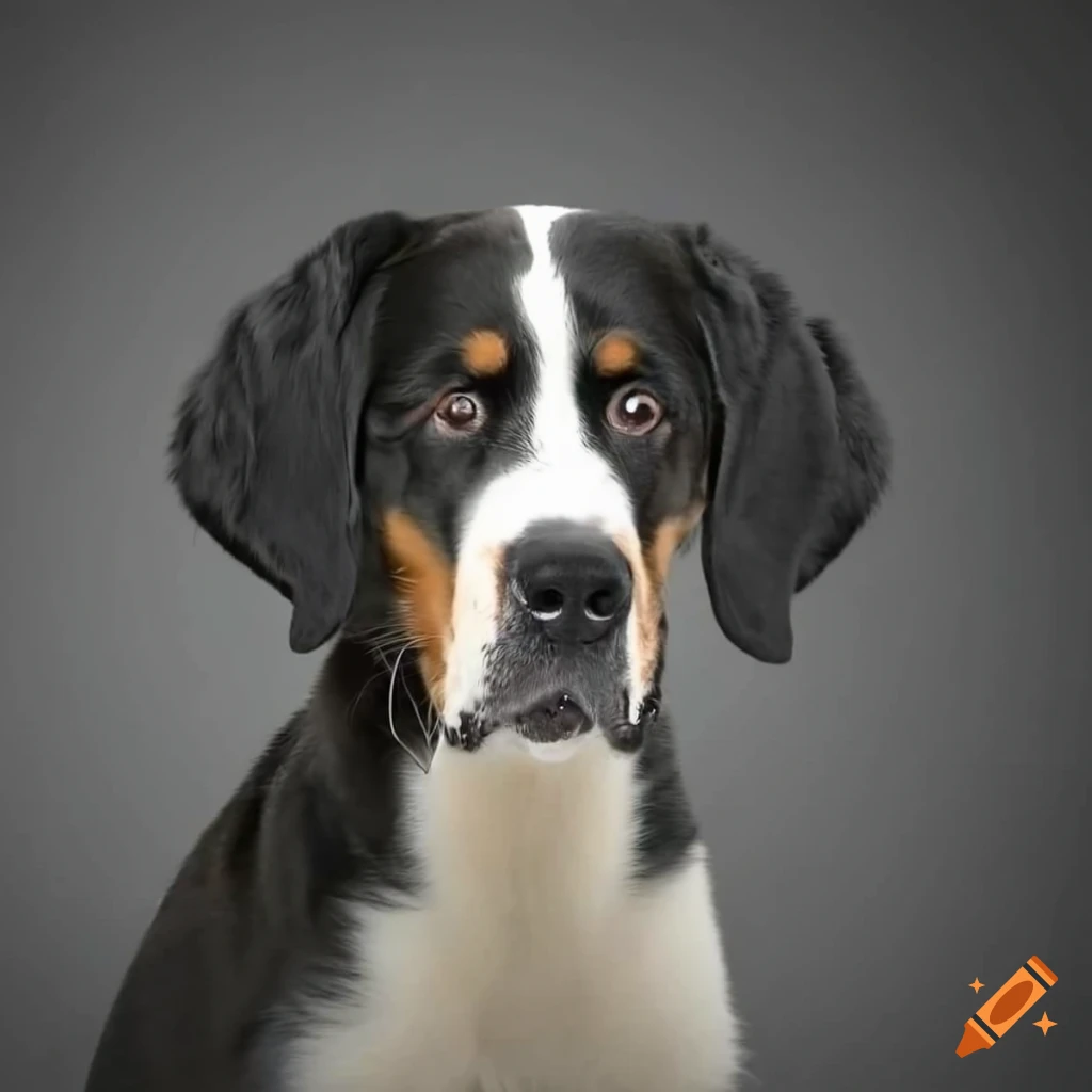 Black and white great dane mixed with a bernese mountain dog on Craiyon