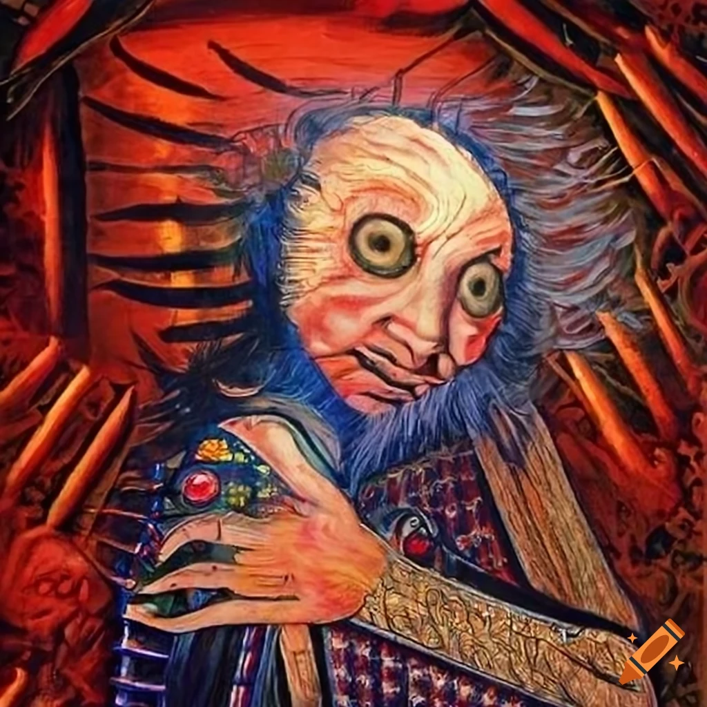 Baba yaga tarot card with combined artistic styles and cultural motifs ...