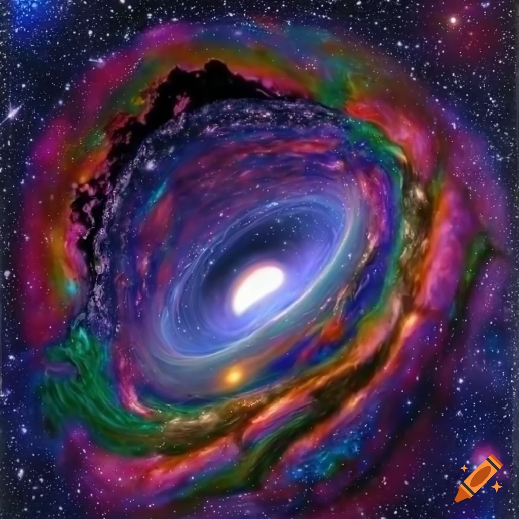 Cosmic realm with mesmerizing black hole and shimmering stars on Craiyon