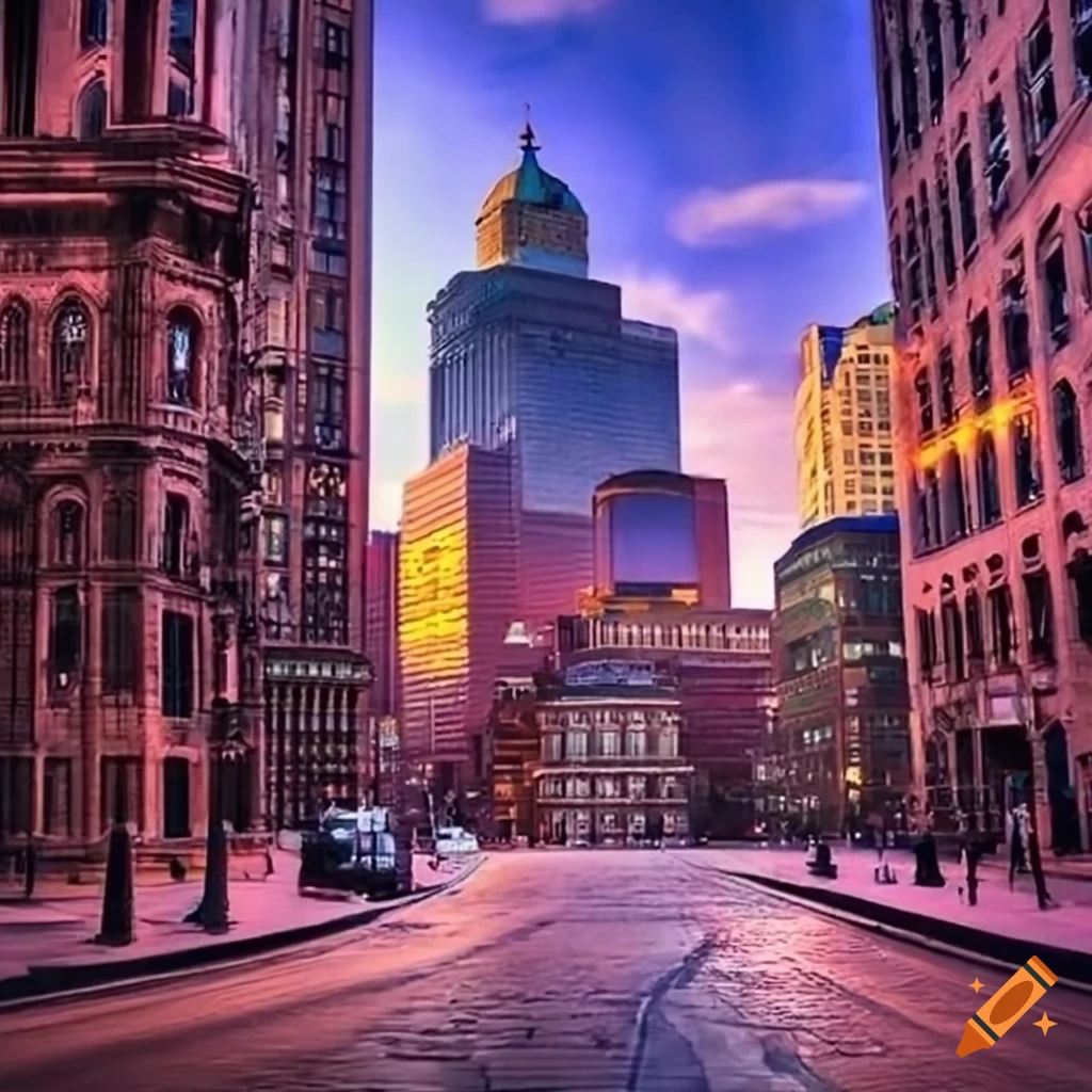 Lively boston city background scenery on Craiyon