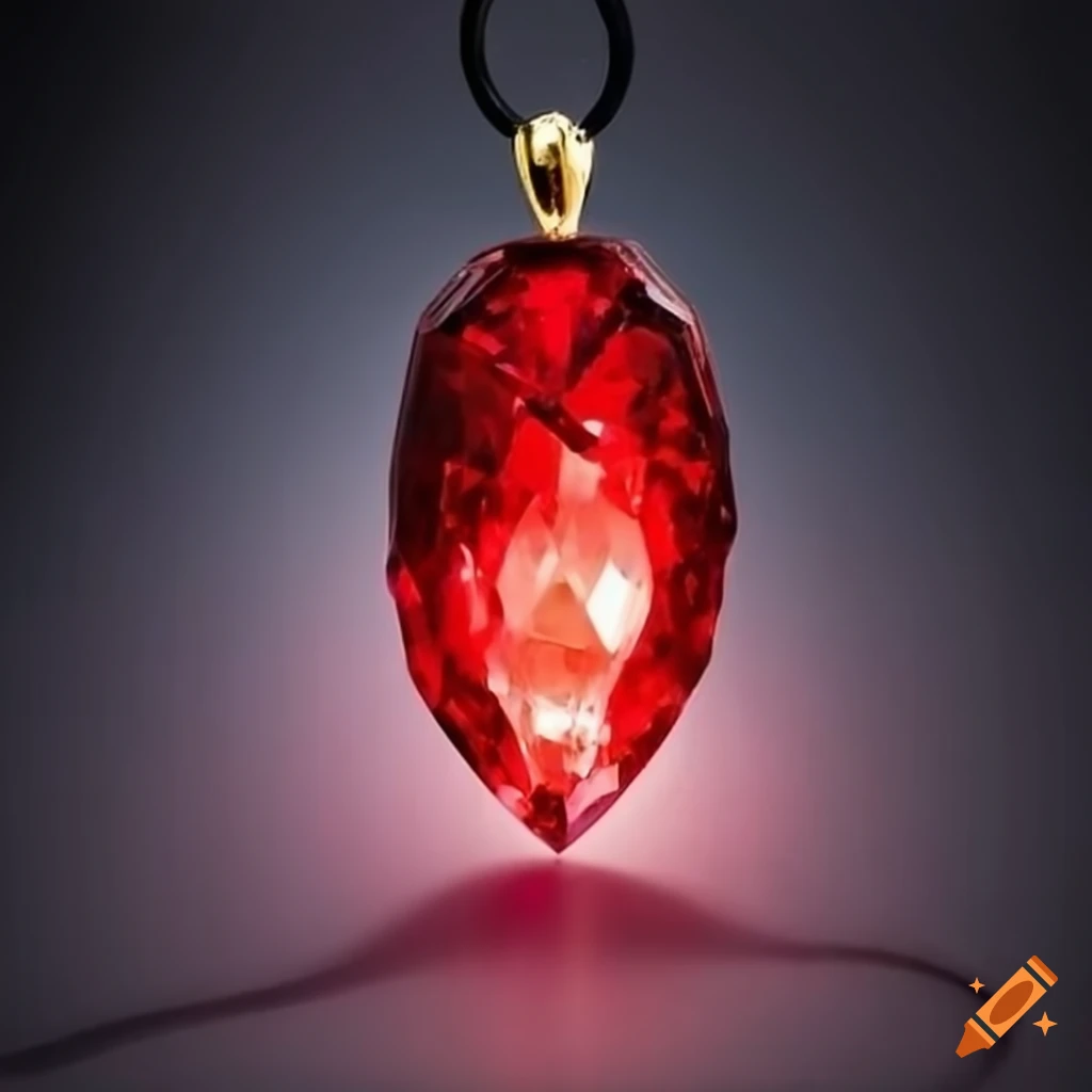 Red crystal pendant representing ancient magic on Craiyon