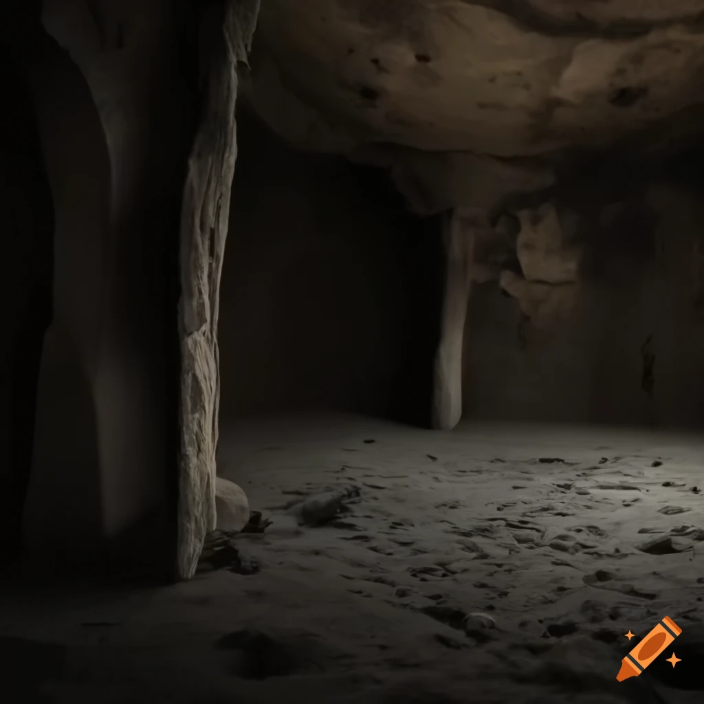 Eerie dirt cave room on Craiyon