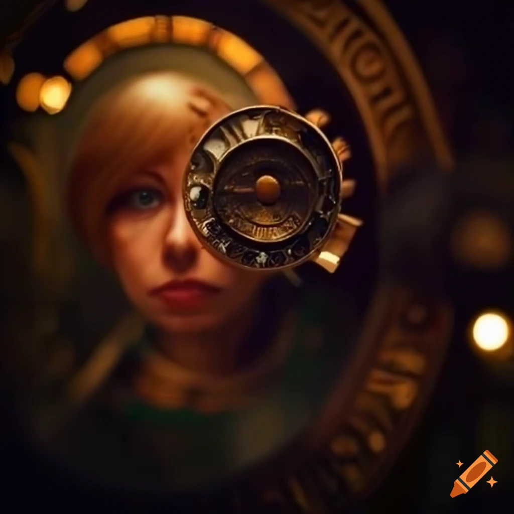 Clockwork lady in a sci-fi world on Craiyon