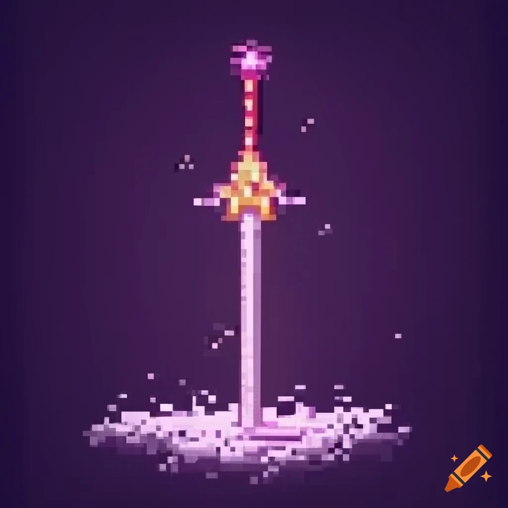 Magical glowing sword pixel art on Craiyon