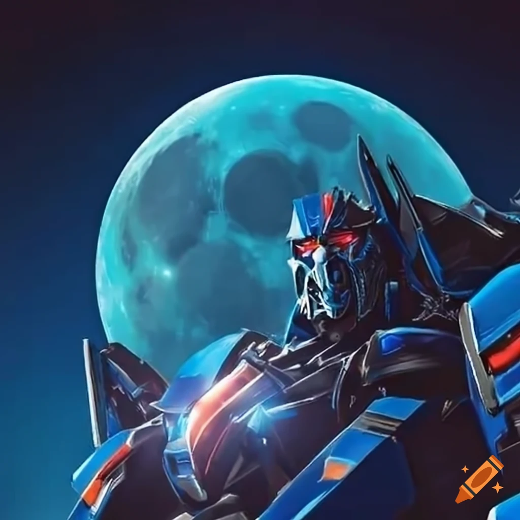 Blue car from Transformers on the moon on Craiyon