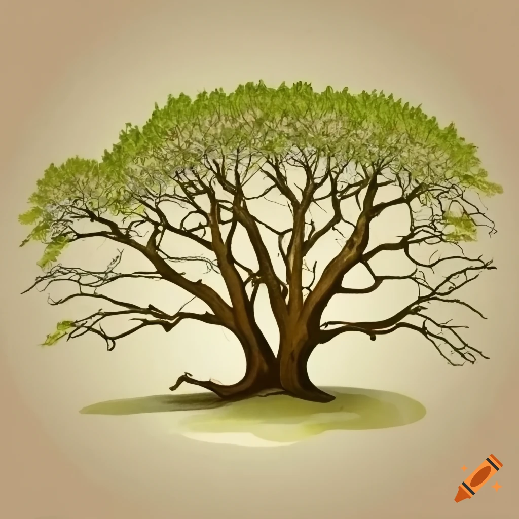 Beech tree with 5 clusters of branches on Craiyon