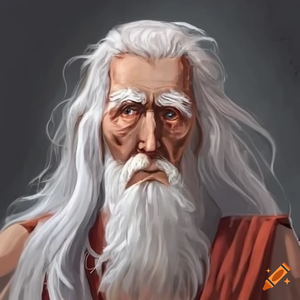 Painting of moses at 80 years old, tall and dignified with long white ...