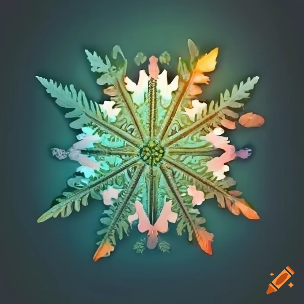 Snowflake, leaf, sun, and flower on Craiyon