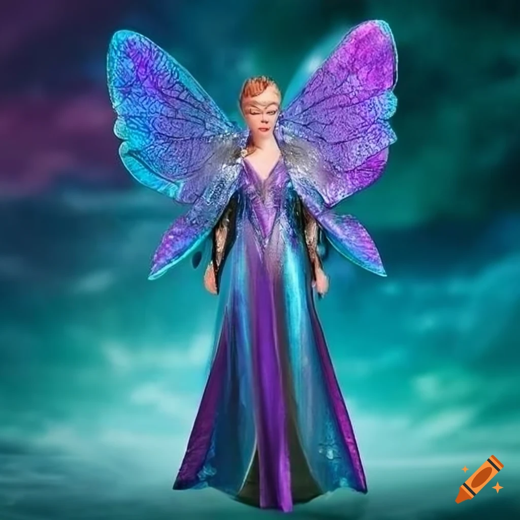 Iridescent fae dragonfly knight gown on Craiyon