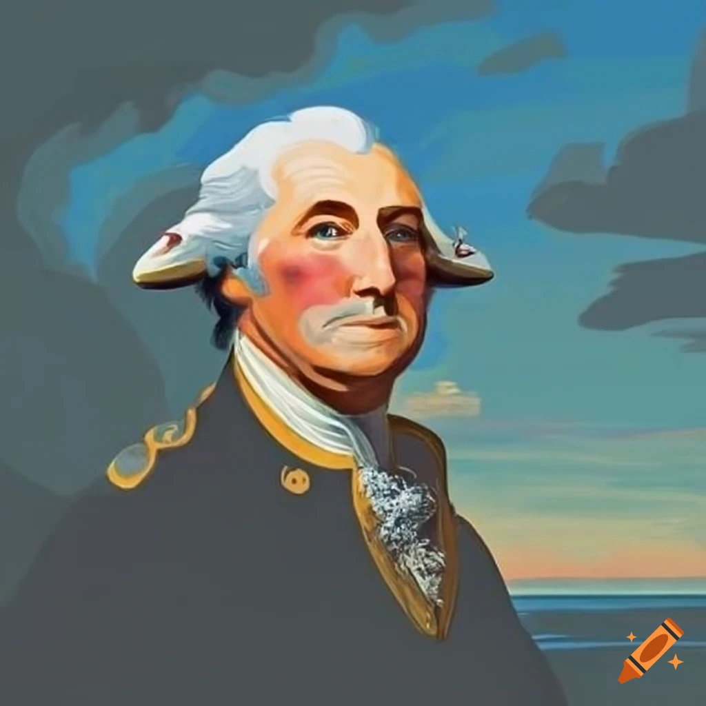 George washington surfing on the west coast on Craiyon