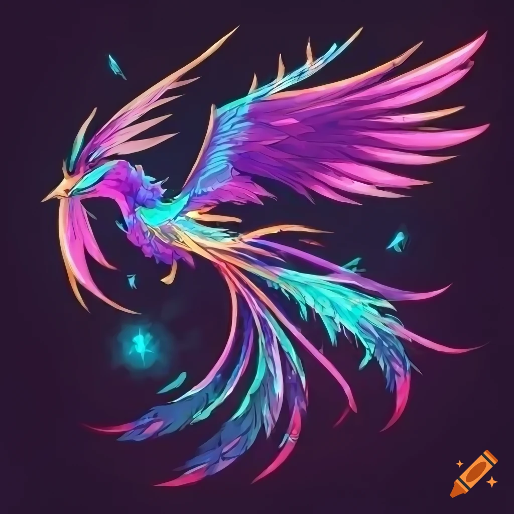 Stylized eastern phoenix in fantasy art style on Craiyon