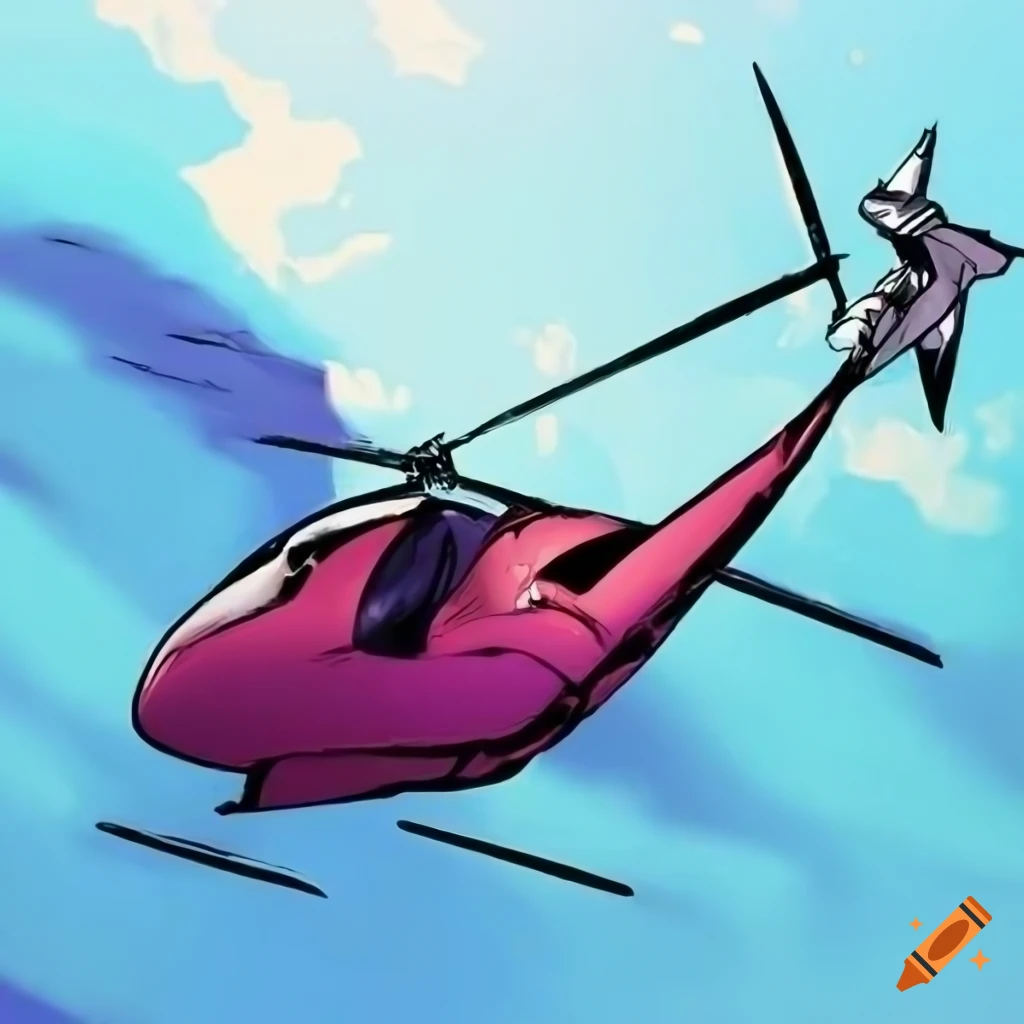 Comic illustration of a helicopter on Craiyon