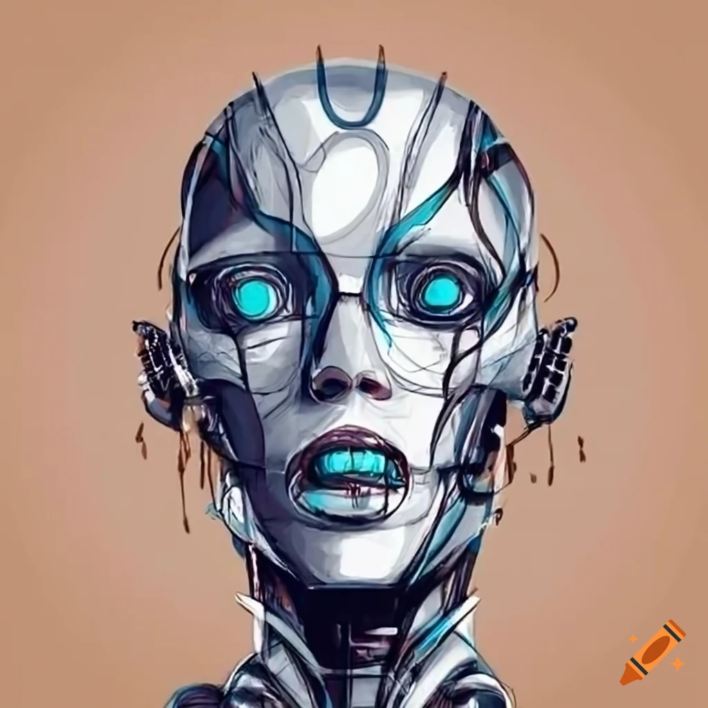 Half human robot on Craiyon