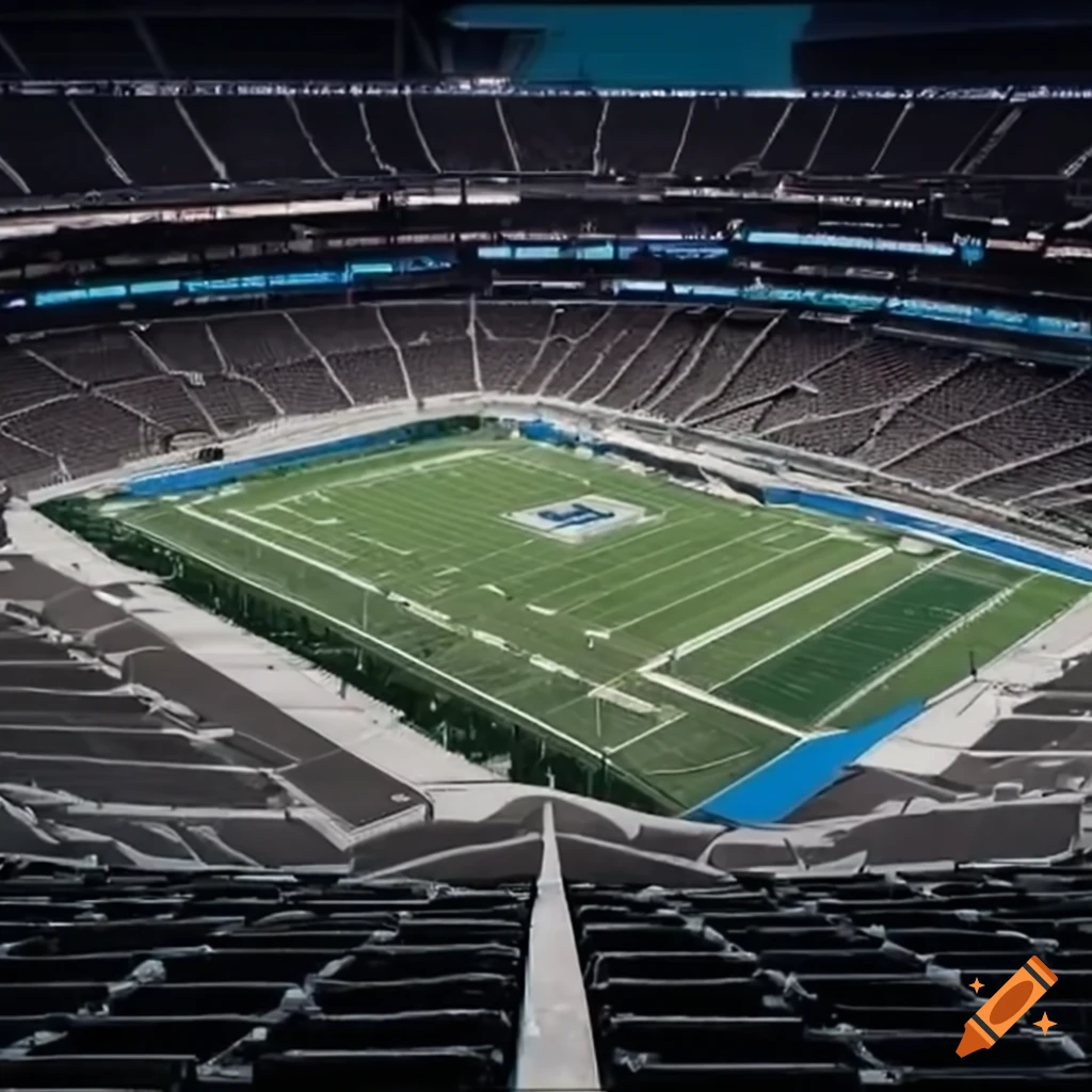 Futuristic nfl stadium with large seating capacity and jumbotron on Craiyon