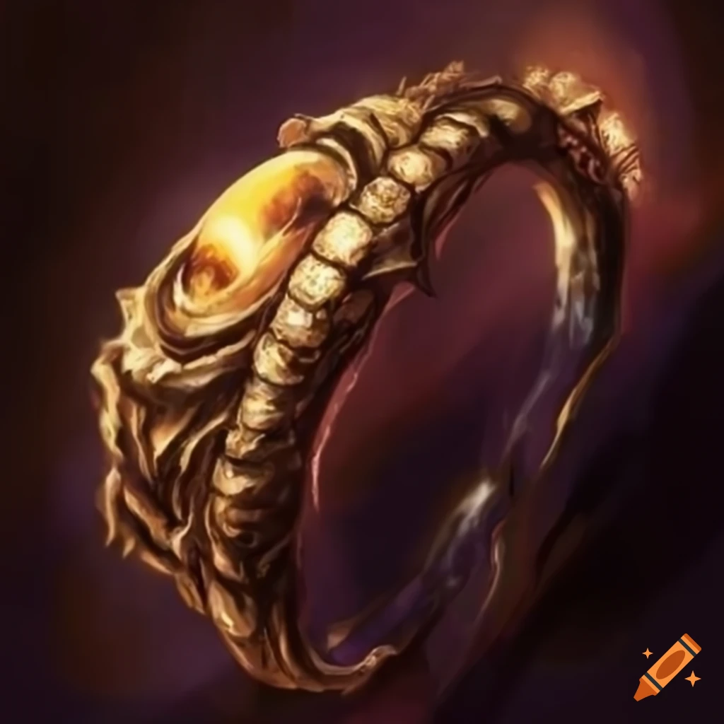 Beautiful fantasy ring in a moody rpg setting on Craiyon