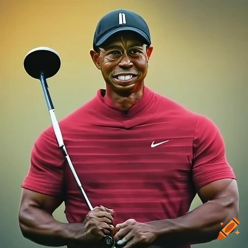 Athlete tiger woods with muscular arms on Craiyon