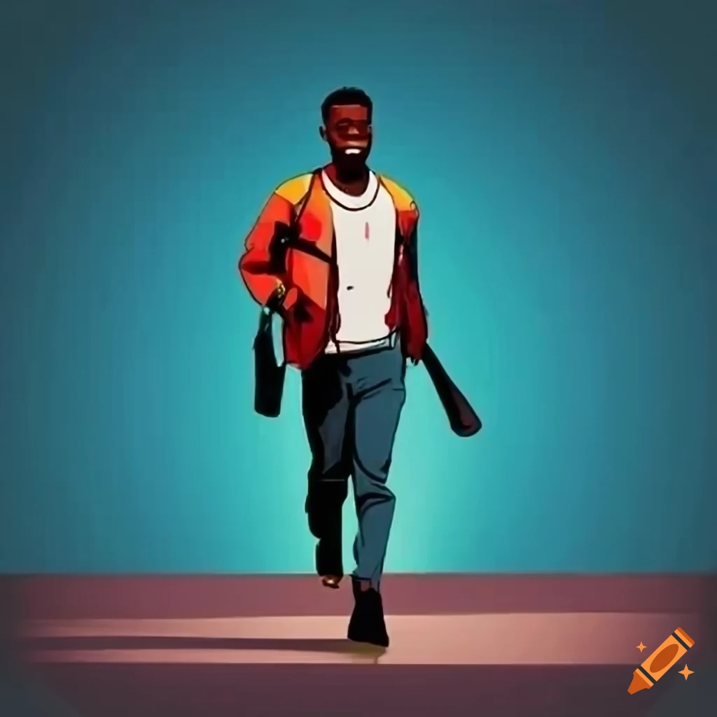 Working class black man walking on the streets on Craiyon