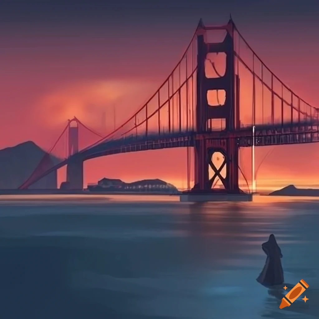 Vibrant concept art of the golden gate bridge on Craiyon