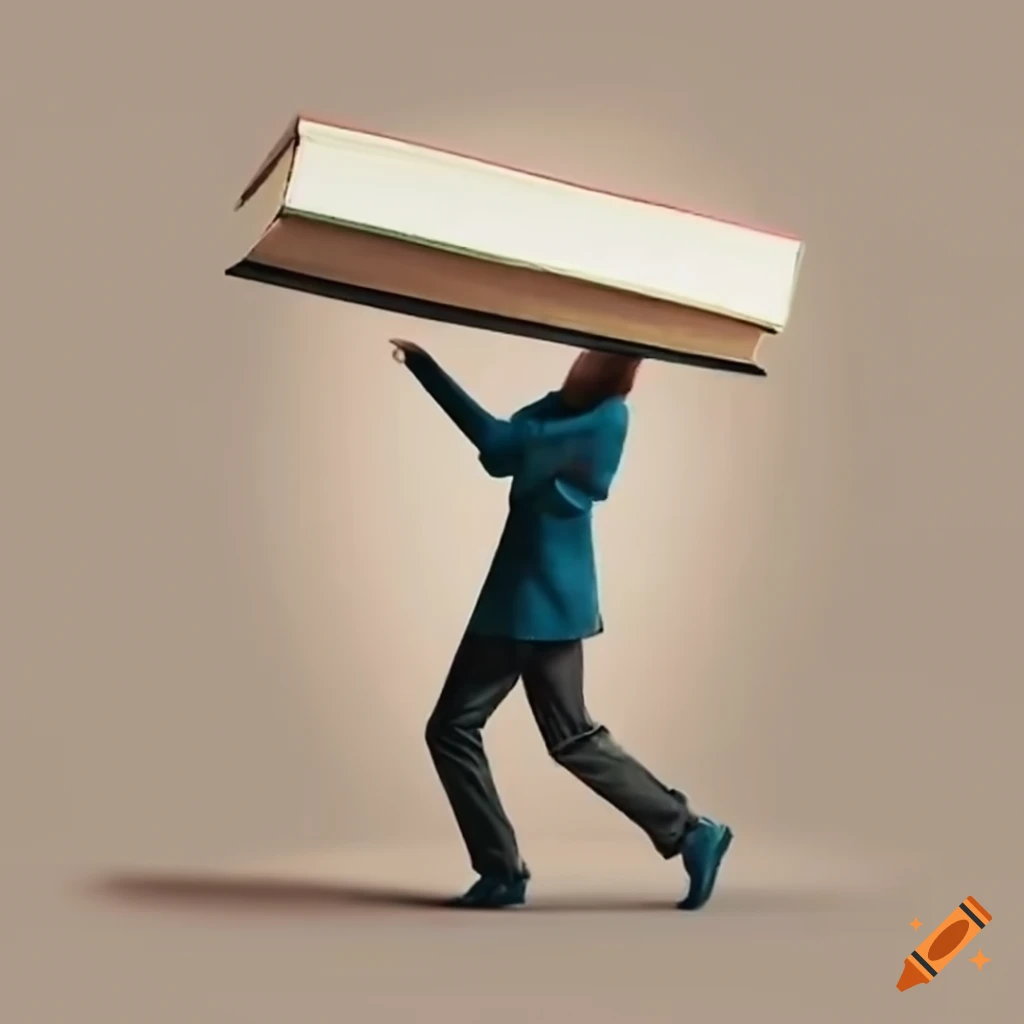 Person lifting heavy books on Craiyon