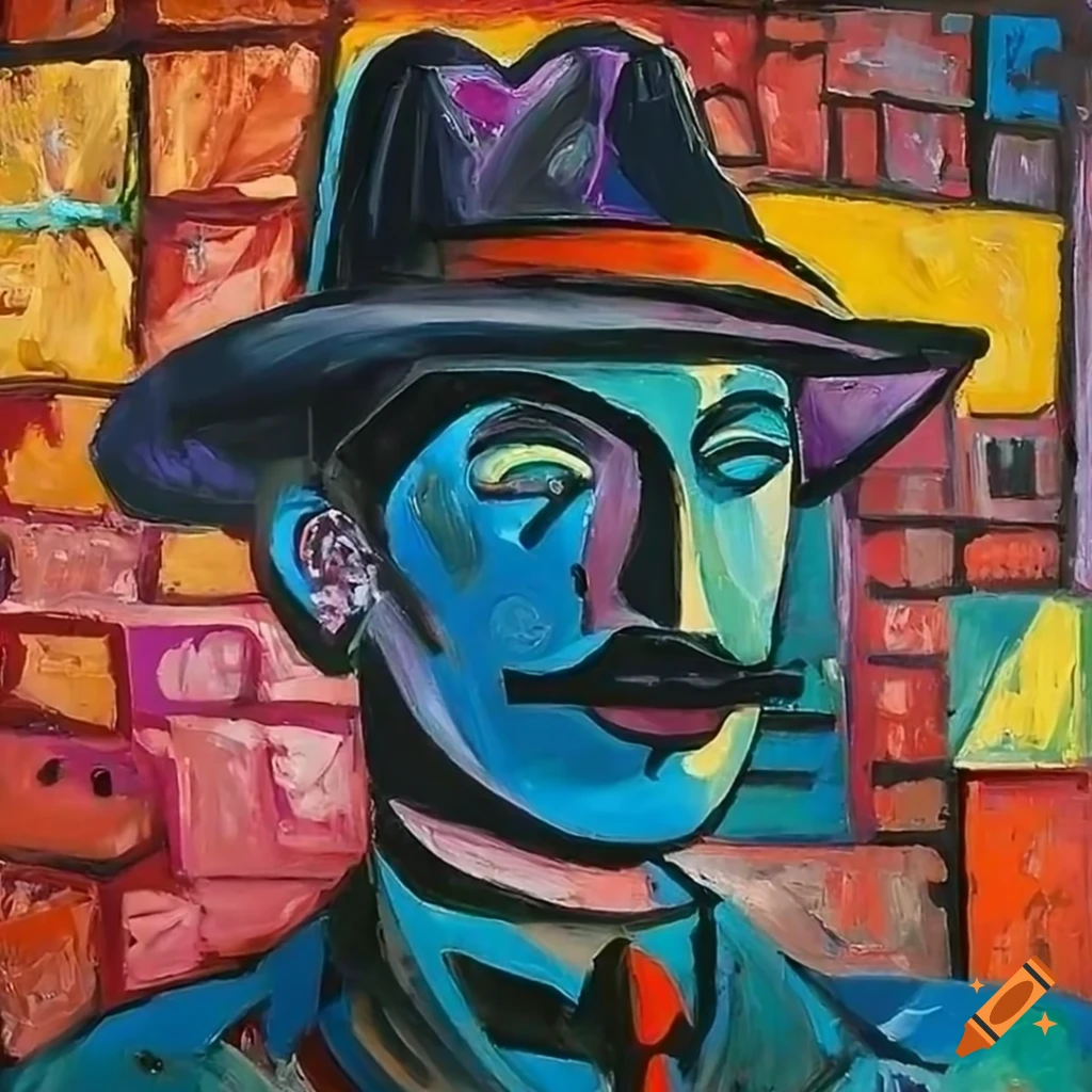 Detective in a noir alley with exposed brick walls and a Pub, in Pablo ...