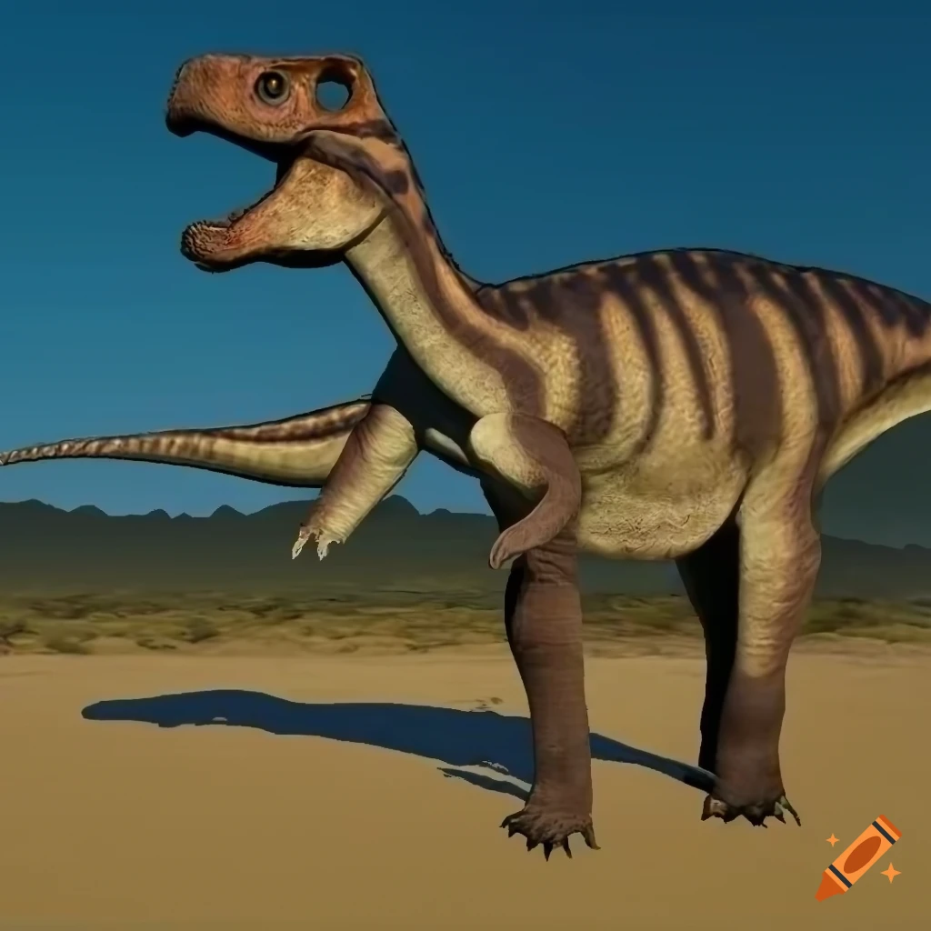 Hefty Hadrosaurus dinosaur in its natural prehistoric environment on ...