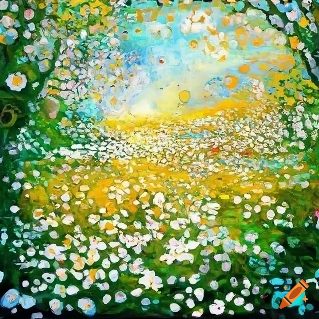Stunning abstract painting of spring nature by klimt in white on Craiyon