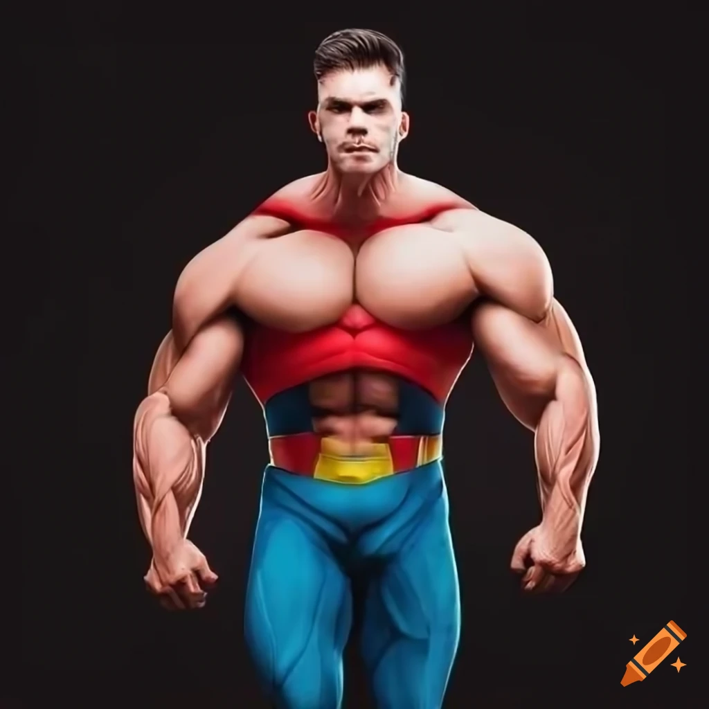 Muscular man in space with black background on Craiyon