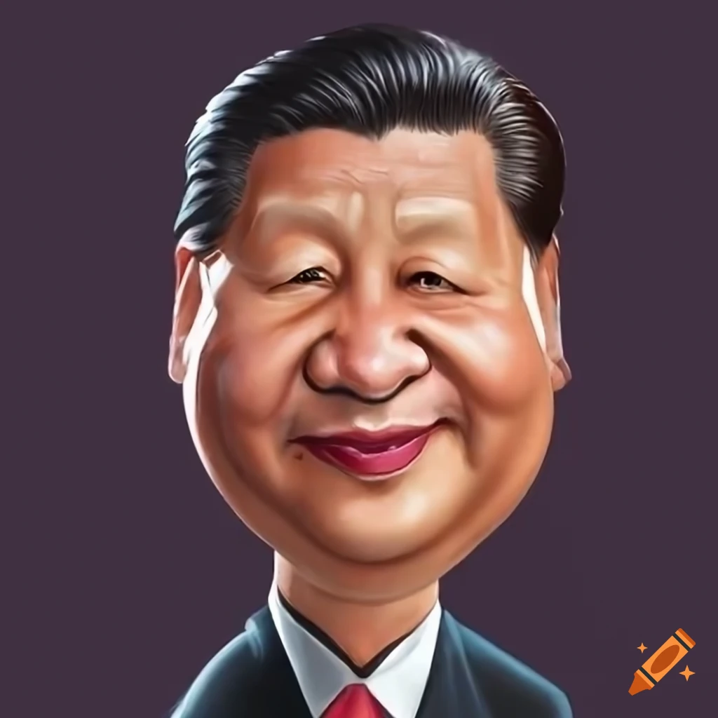 Satirical caricature of Xi Jinping with a computer keyboard in a ...