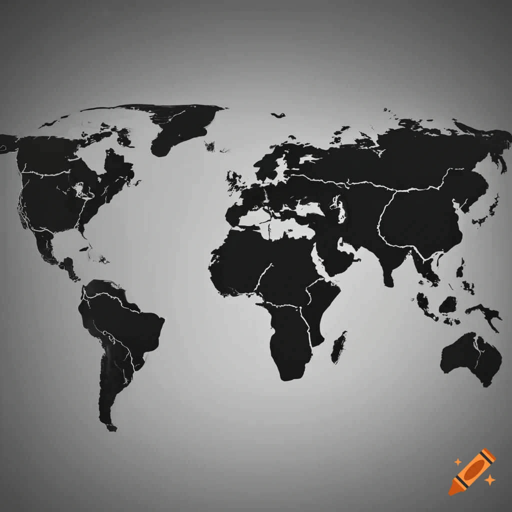 Black and white world map on Craiyon