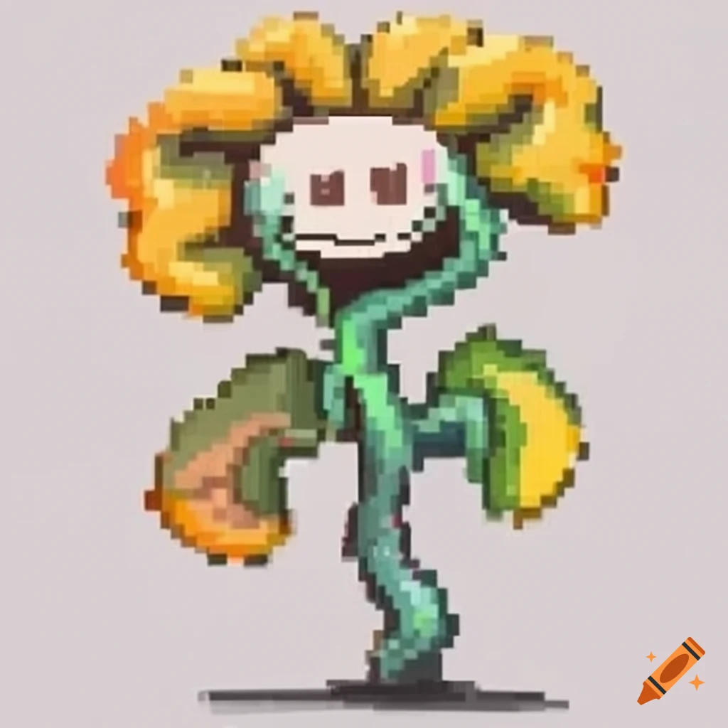 Pixel art of Flowey from Undertale on Craiyon