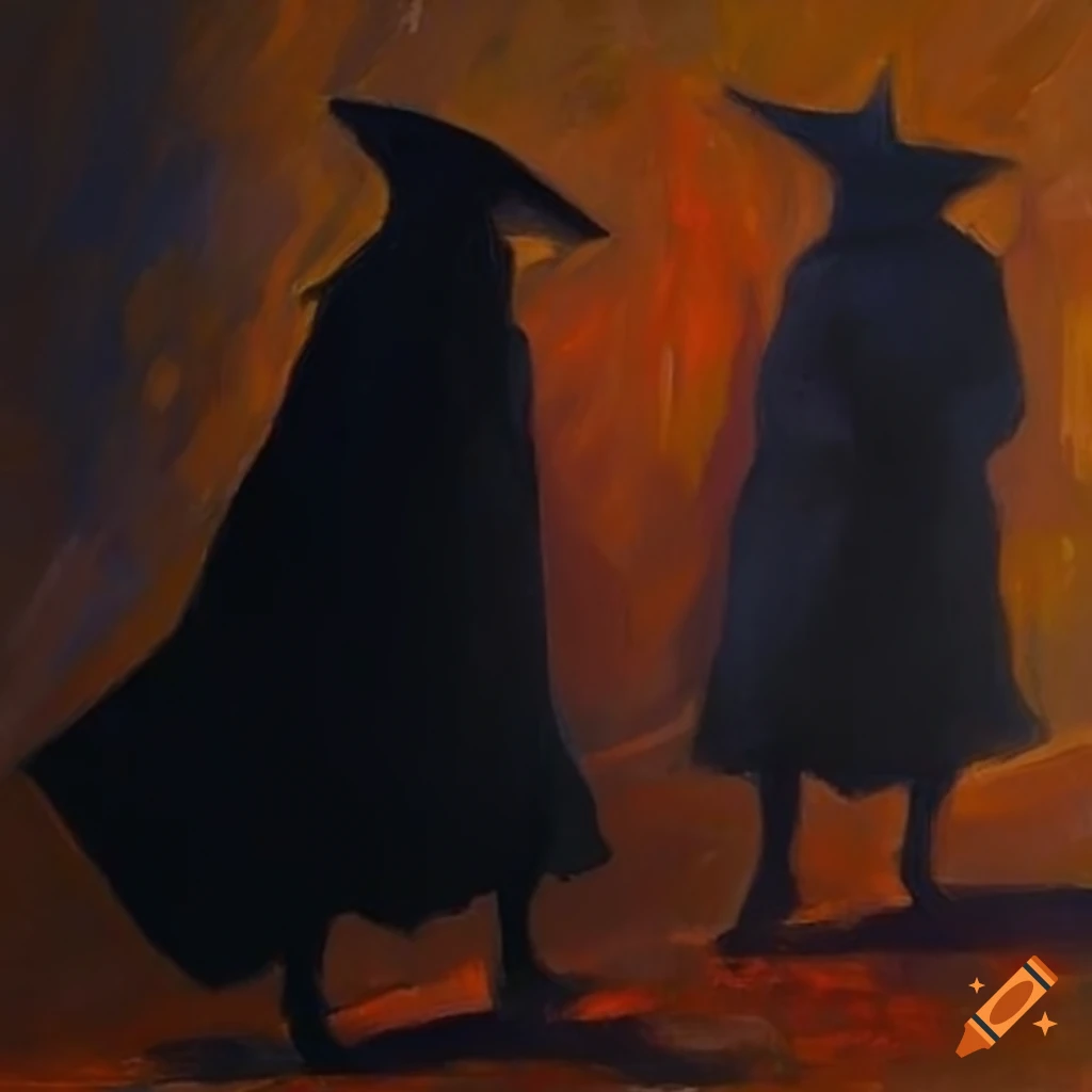 Impressionist painting of robed wizards in warm hues on Craiyon