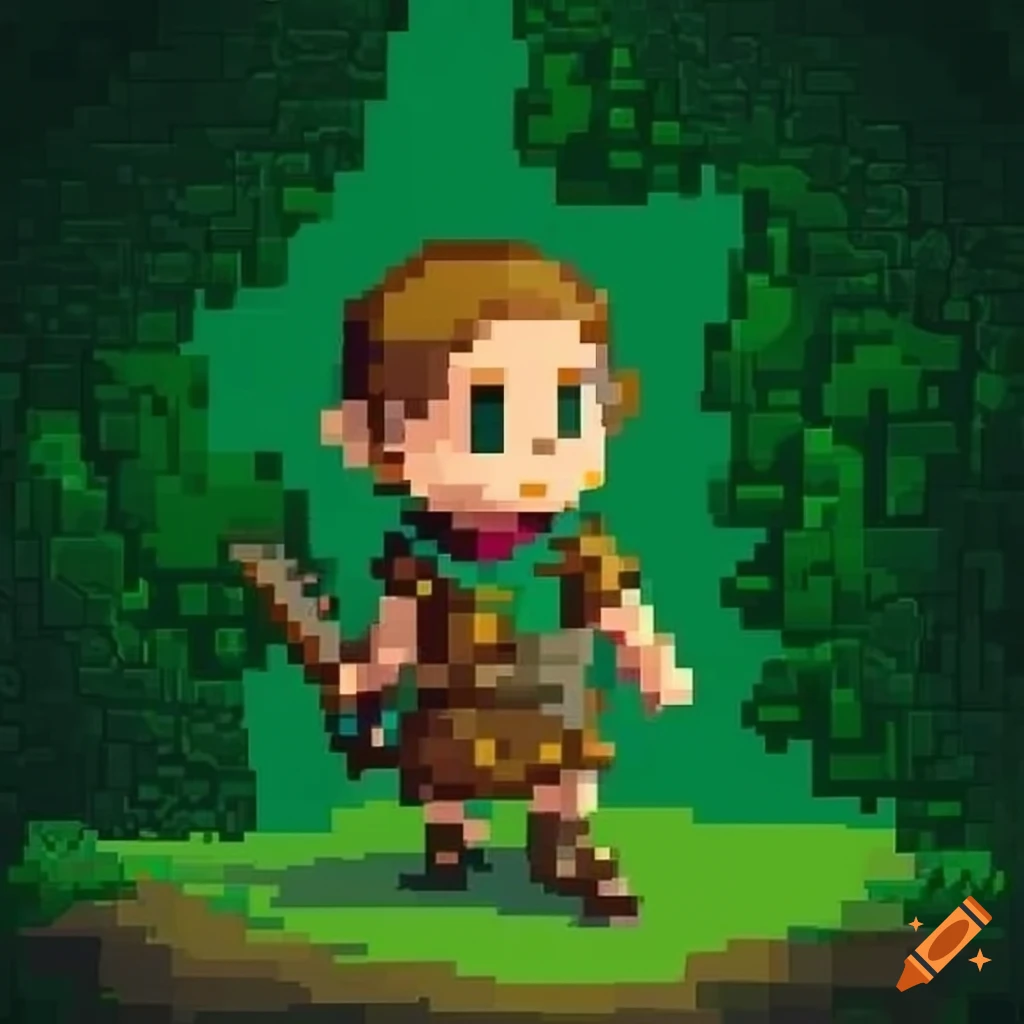 Pixel art RPG villager kid sprite on Craiyon