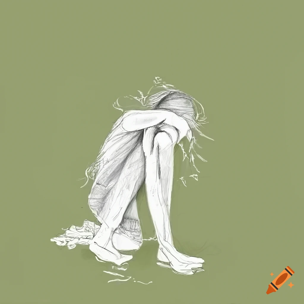 Minimalist sketch of a person struggling with paper chaos on Craiyon