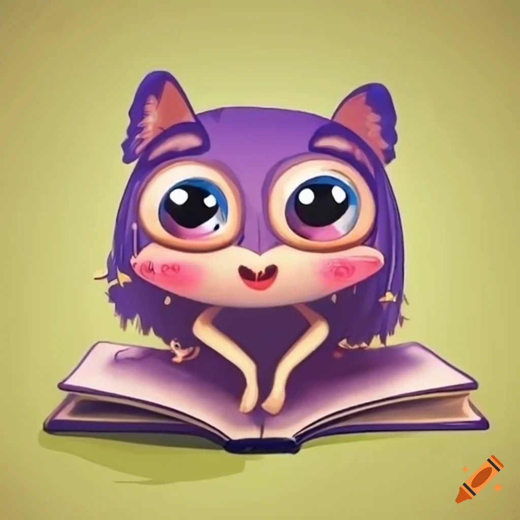 Animated book character with legs and cute eyes on Craiyon