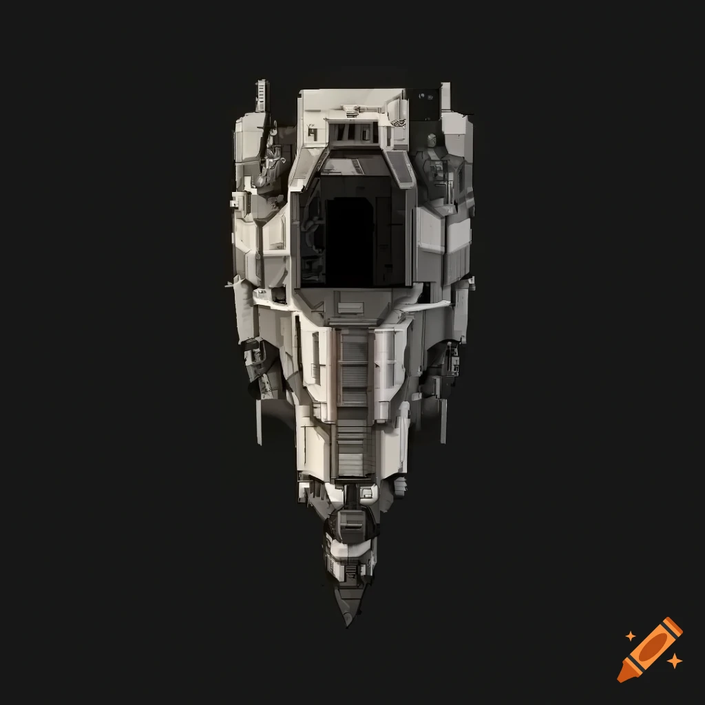 Top-down view sci-fi spaceship in dark space on Craiyon