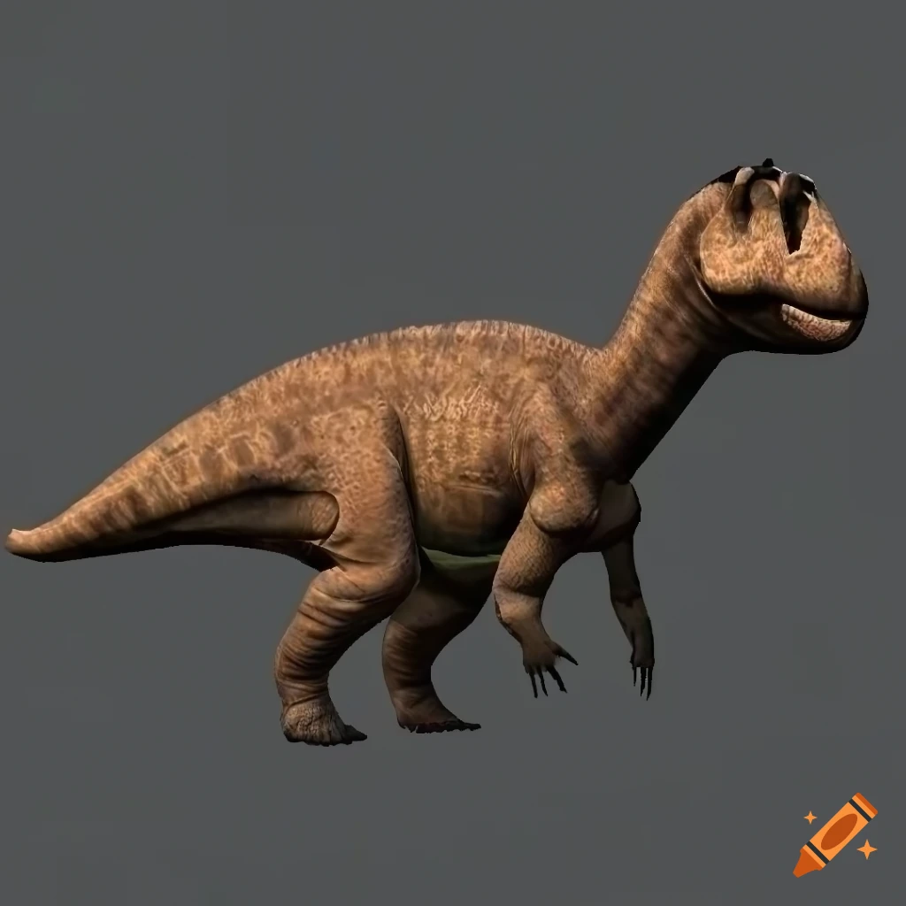 Hefty Hadrosaurus dinosaur in its prehistoric environment during a warm ...